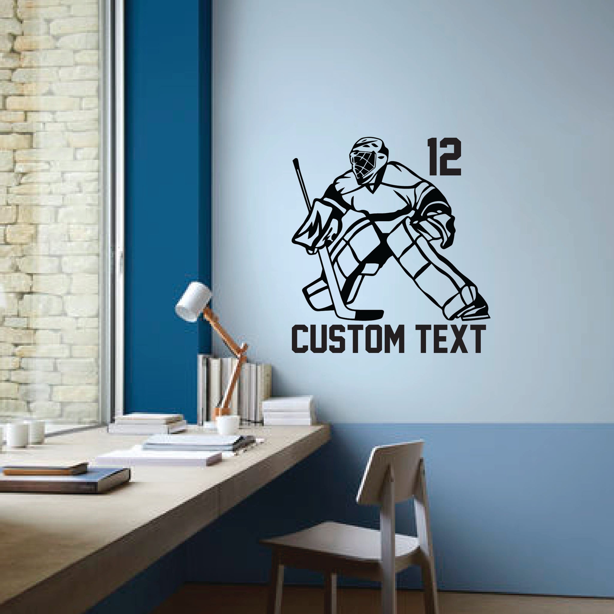 Hockey Goalie Wall Decal Custom Name and Number | Sportesi