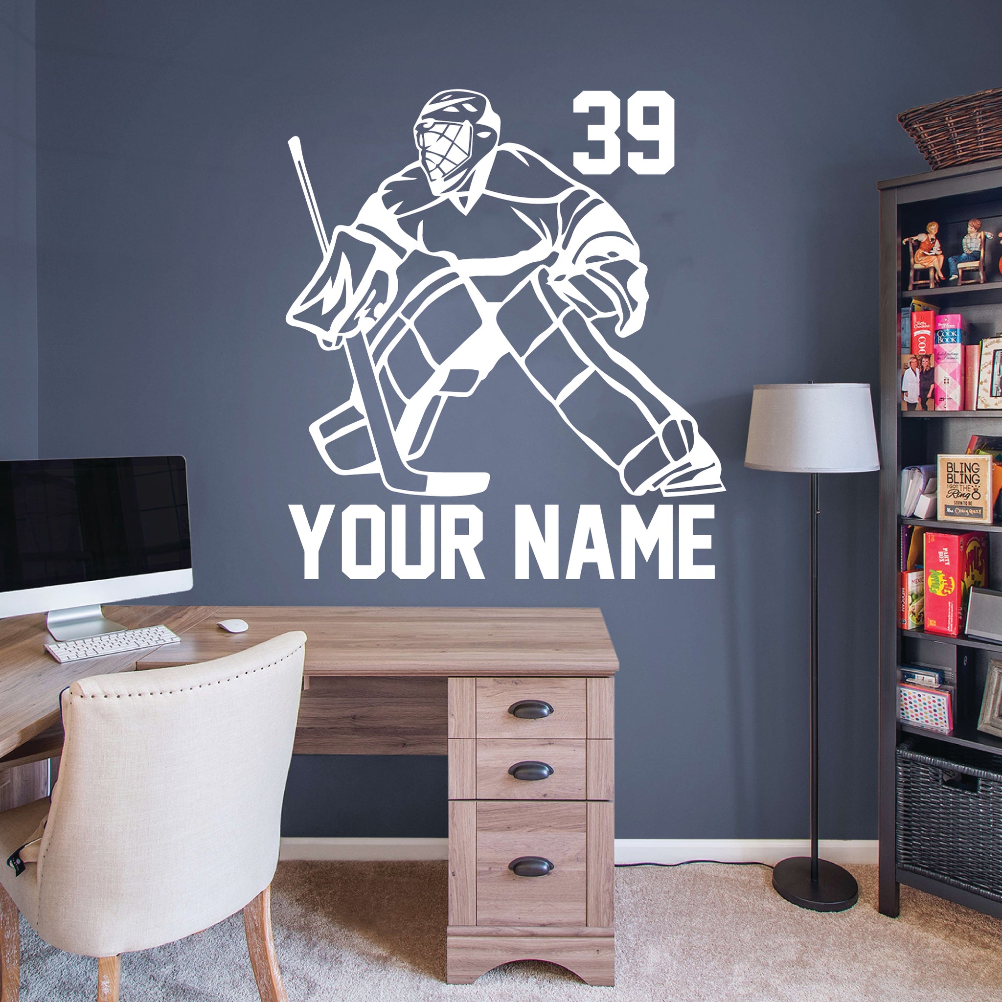Hockey Goalie Wall Decal Custom Name and Number | Sportesi